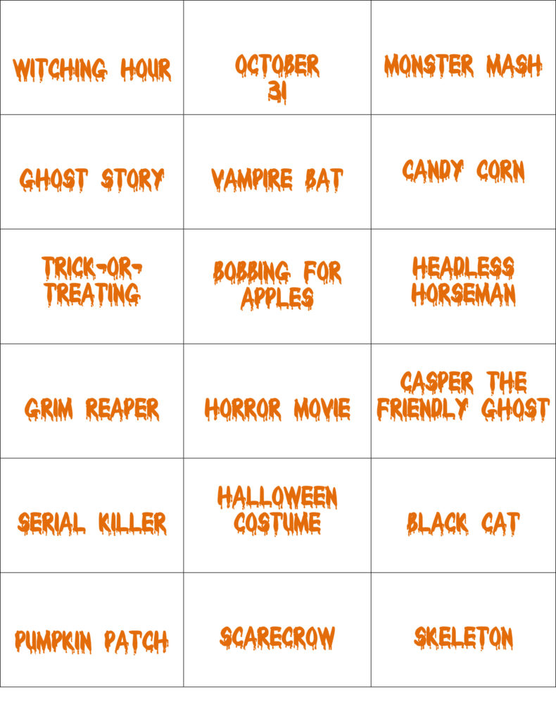 Halloween Asylum Pictionary Printable Halloween Party Planner